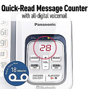 Panasonic Expandable Cordless Phone System with Link2Cell Bluetooth, Voice Assistant, Answering Machine and Call Blocking - 3 Cordless Handsets - KX-TGD563A (Navy Blue/White)