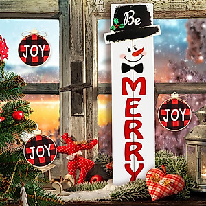 IGMaryBox Christmas Welcome Sign for Front Door Porch Welcome Hanging Sign Christmas Snowman Wooden Hanging Porch Sign Hand Painted Holiday Decoration Wooden Welcome Hanging Sign