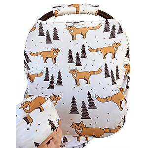 9pc Unisex Baby Boy Girl Ultimate Set of Infant Car Seat Cover Canopy Headrest Blanket Hat Nursing Scarf, 06JE03