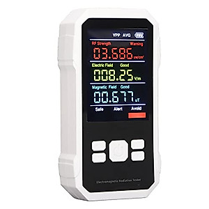 Handheld Radiation Detector, Digital Geiger Counter Dosimeter RF Radiation Monitor Electromagnetic Radiation Tester with Battery Handheld Radiation Meter for Home, Office, Factory (White)