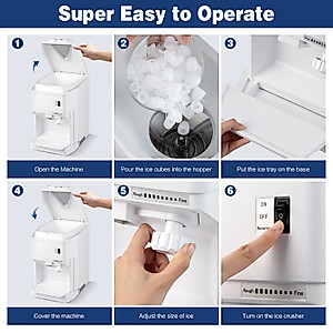 PETSITE Electric Ice Crusher Shaver, 460W Adjustable Shaved Ice Maker Machine, 265LBS/H, Snow Cone Maker for Home and Commercial Use, White