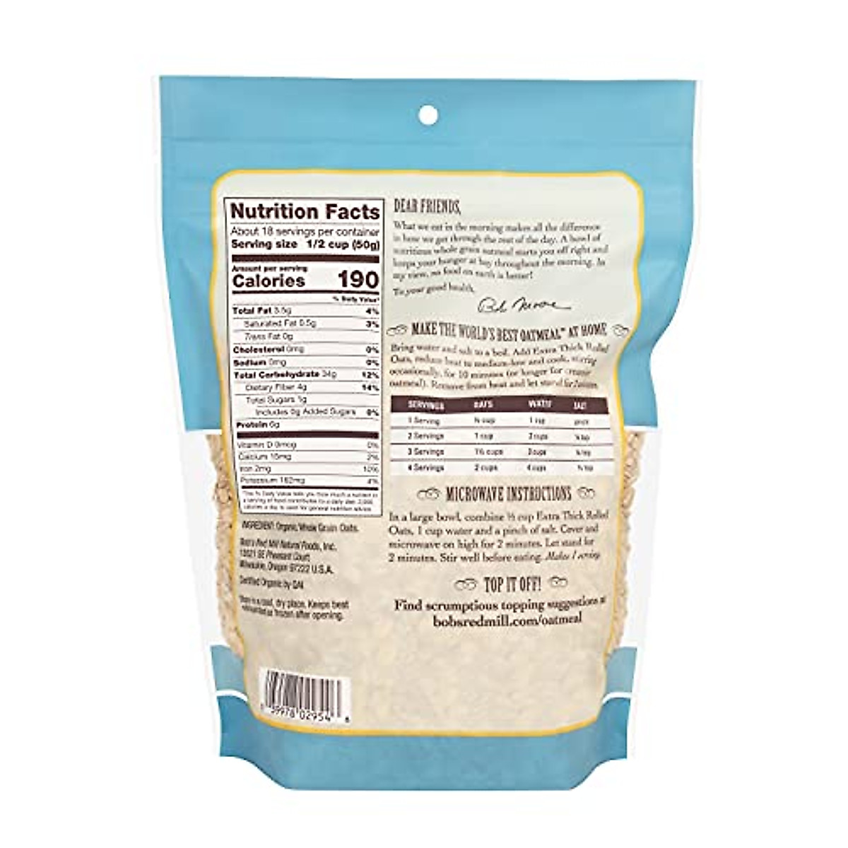 Bob's Red Mill Organic Extra Thick Rolled Oats, 16-ounce (Pack of 4)