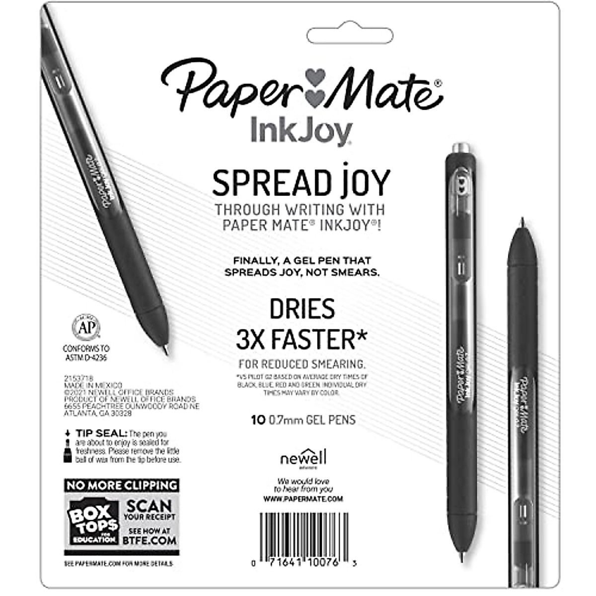 Paper Mate InkJoy Pens, Gel Pens, Medium Point (0.7 mm), Black, 10 Count