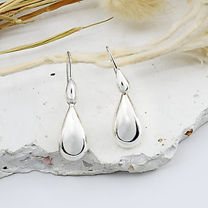 Modern Chic Teardrop .925 Sterling Silver Dangle Earrings