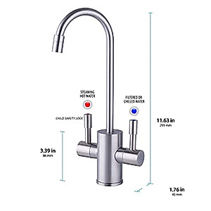Ready Hot 41-RH-100-F560-BN Hot Water Dispenser System, 2.5 Quarts, Manual Temperature Control, Dual Lever Hot/Cold Water Faucet, Brushed Nickel