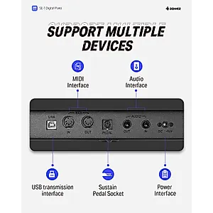 Donner SE-1 88 Key Digital Piano with Graded Hammer Action Weighted Keys, Record, Bluetooth, 4 Reverb, LCD Screen, MIDI IN/OUT, 88 Key Weighted Keyboard Piano Bundle with Stand, Headphone, Three Pedal