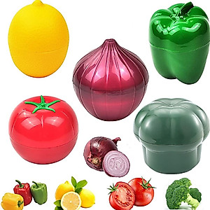 Fruit and Vegetable Storage Containers Reusable SiliconeRefrigerator Box Storage Bowls Saver Holder Keeper for Green pepper, onion, Tomato, Lemon, and Broccoli ，Refrigerator Vegetable Crisper 5Pieces