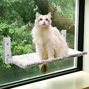 pettycare Cat Window Perch, Cordless Cat Window Hammock Bed with 4 Strong Suction Cups, Foldable Cat Window Seat for Inside Hold Up to 40lbs, Solid Metal Frame and Soft Reversible Two Fabrics Cover