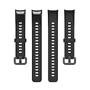 Huawei Band 4 & 5i Soft Silicone Waterproof Adjustable Sport Watch Strap Replacement Wristbands (Black)