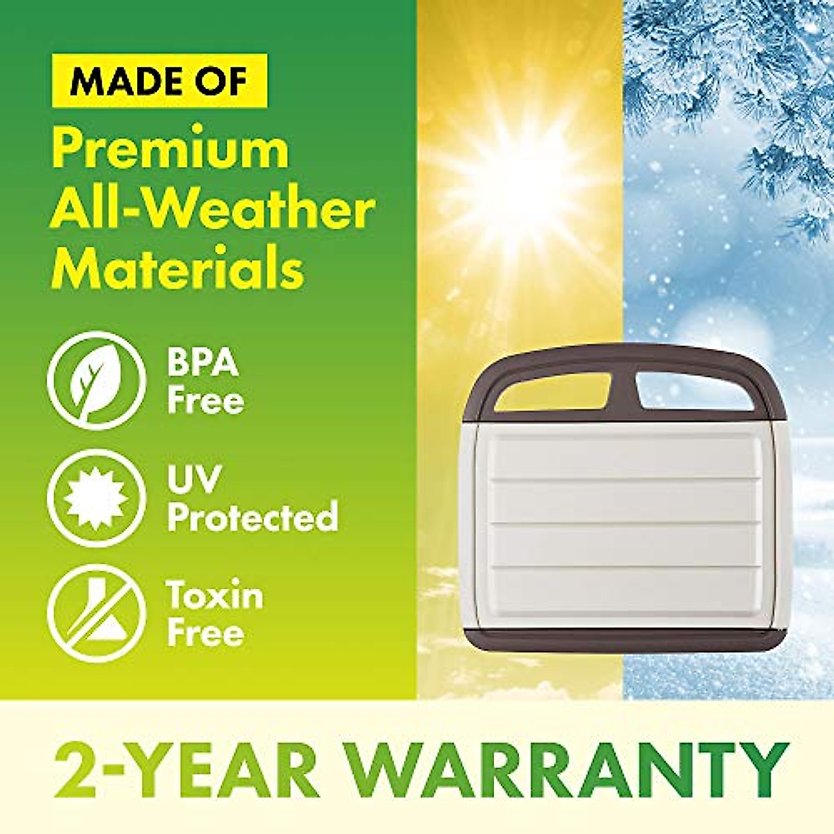 DF OMER Plastic Garden Water Hose Holder with Storage Compartment Fits 150 ft. Hose – 10x7x5 in. Weatherproof Wall Mount Hose Rack Hanger for Outside with 2 Shelves for Garden Equipment