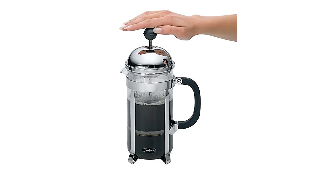 BonJour Coffee French Press - 12.7 oz Stainless Steel & Glass Carafe