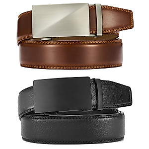 CHAOREN Ratchet Belts for Men 2 Pack - Mens Belt Leather 1 3/8" in Gift Set Box - Meet Almost Any Occasion and Outfit