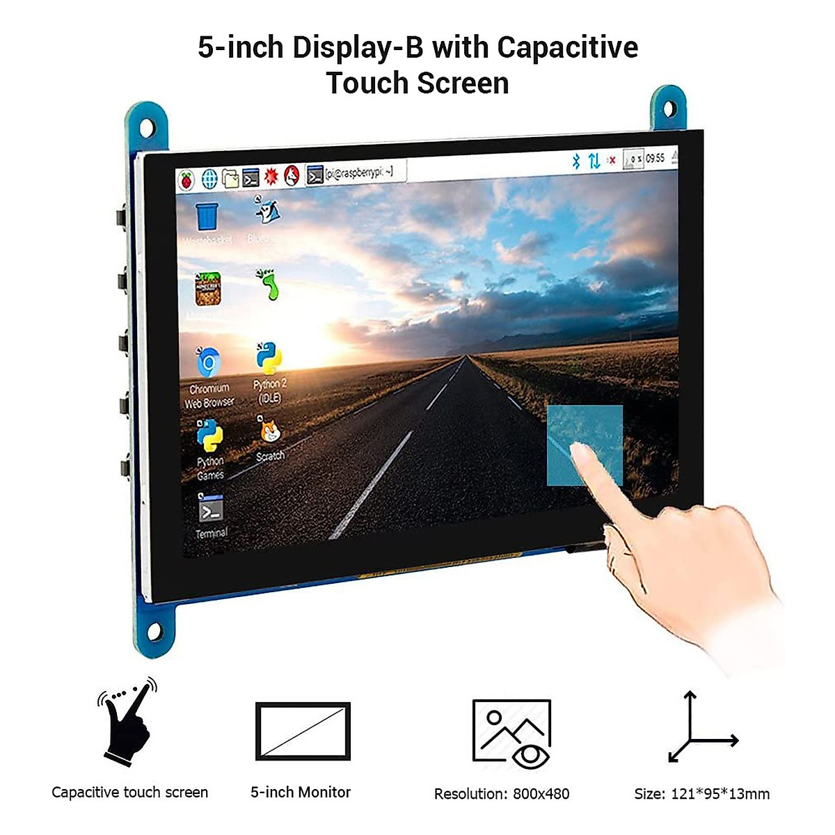 ELECROW 5 inch Monitor for Raspberry Pi Monitor Touchscreen Display Compatible with Raspberry Pi 5 4 3B+ 3B BB Black Banana Pi Jetson Nano Windows PC