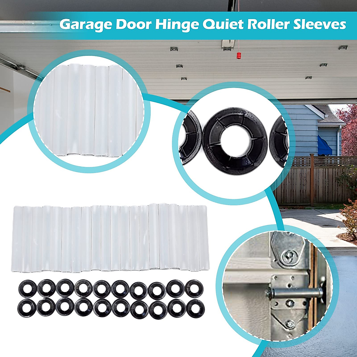 Gazechimp 70mm Garage Door Hinge Quiet Roller Sleeves, Garage Track Replacement Parts Precision Bearings High Load Standard Rollers Hardware Tools