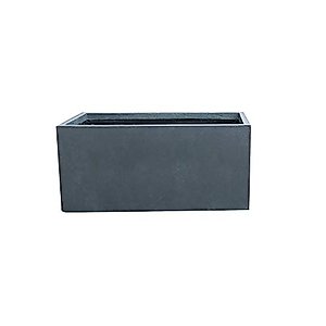 Kante RF0104A-C60121 Lightweight Concrete Modern Long Low Outdoor, Small Planter, Charcoal/Cement