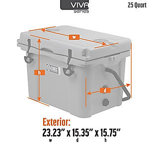 Viva 25QT Portable Rotomolded Hard cooler, Heavy Duty Cooler Ice Chest + 8L Small Soft Cooler Bag Waterproof Lunch Box, Insulated Bag & Cooler, 5-day cold retention for Travel, Beach, Camping, Fishing
