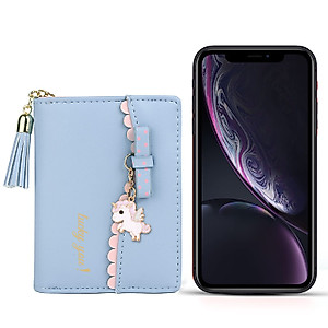 UTO Wallet for Girls Cute Unicorn Bowknot Women Coin Purse Card Bill Holder Organizer