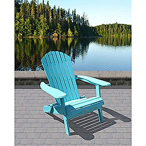 Merry Garden Northbeam Outdoor Lawn Garden Portable Foldable Wooden Adirondack Accent Chair,Deck,Porch,Pool and Patio Seating with 250 Pound Capacity,Teal