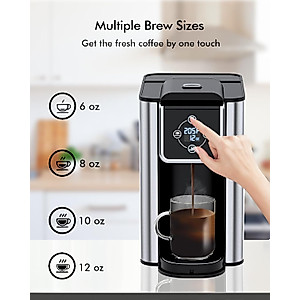 SIFENE 3-in-1 Single Serve Coffee Maker for K-pods, Ground Coffee, and Loose Leaf Tea, Custom Temperature and Strength Control, Quick Brew with Large 50 oz Reservoir