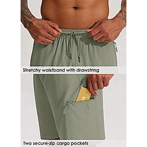 Willit Men's Hiking Cargo Shorts Quick Dry Golf Athletic Shorts 7" Lightweight Summer Shorts with Pockets Sage Green L