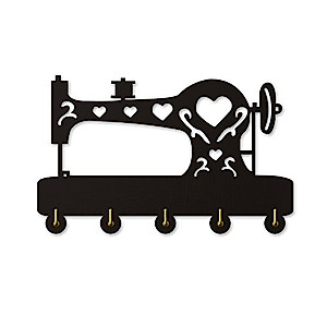 The Geeky Days Mini Sewing Machine Shape Design Creative Home Decor Wall Art Clothes Coat Robe Hooks Bedroom Bathroom Door Towel Hooks Decor for Sewing Lover Gift