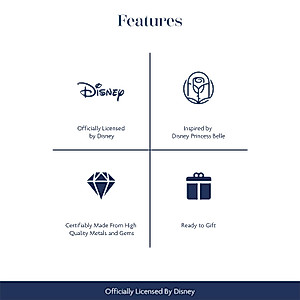 Jewelili Enchanted Disney Fine Jewelry 14K Rose Gold Over Sterling Silver 1/5 Cttw Diamond Belle Rose Pendant