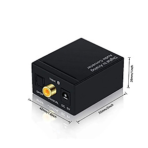 Analog to Digital Audio Converter, Airlxf Digital to Analog Converter DAC Digital SPDIF Optical to Analog L/R RCA Converter Optical to 3.5mm Jack Audio Adapter for HDTV Blu Ray HD DVD Apple TV