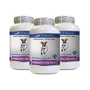 PET SUPPLEMENTS Dog Gut Health - PROBIOTICS for Dogs - Healthy Gut - Stop Gas Diarrhea and Bad Breath - Digestive Boost - probiotic Gut Health - 3 Bottles (180 Treats)