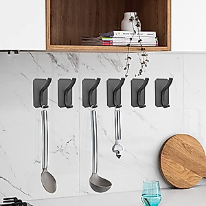 PMMASTO Towel Hook/Self Adhesive Hooks - Heavy Duty Stick on Wall Waterproof Aluminum - Robe Coat Hook for Hanging- Shower Hooks - Door Hooks - Wall Hooks for Kitchen Bathroom Toilet 6PC (Black)