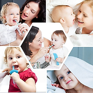 Kisdream Infant Baby Toddler Kid Toothbrush:Chewable Extra Soft Bristle Beginner Brushing Teeth for 2 Months - 5 Year Old Stage 1-3 Age Training First Suction Tooth Brush Set Bpa Free (MT2404)