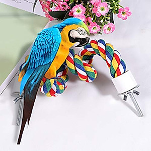 Bird Rope Perch Parrot Toys, Birdcage Swing Toys Spiral Bird Toys Bird Bungee Rope Perches Toys for Cockatiels Parrot Birds, Bird Cage Accessories - 40CM/15.7inch
