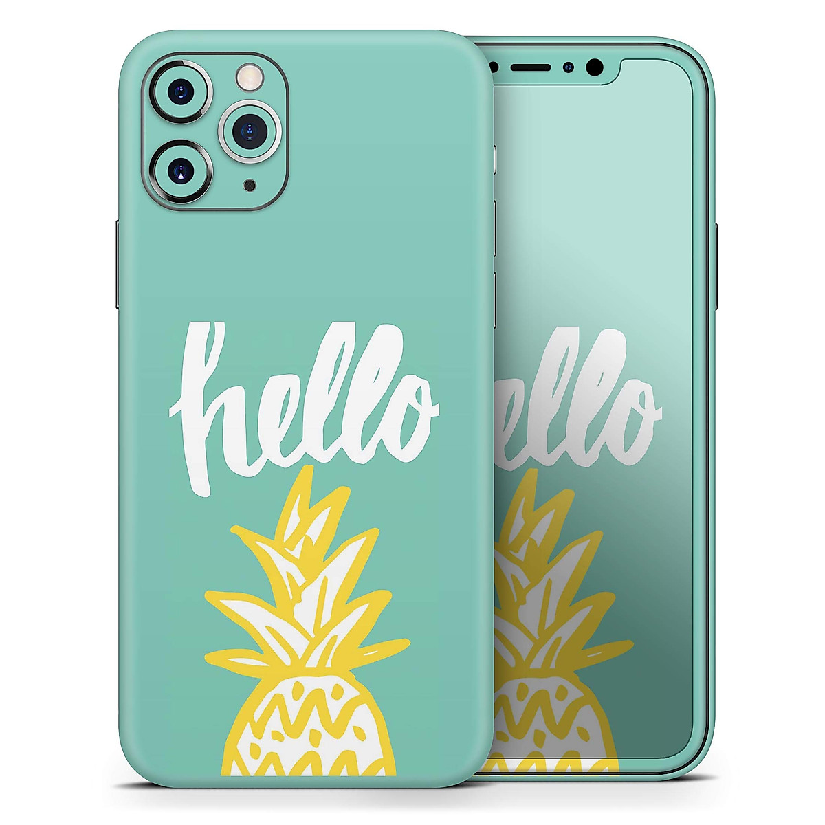 Design Skinz Well Hello Pineapple - DesignSkinz Protective Vinyl Decal Wrap Skin Cover Compatible with The Apple iPhone 11 Pro (Full-Body, Screen Trim & Back Glass Skin)