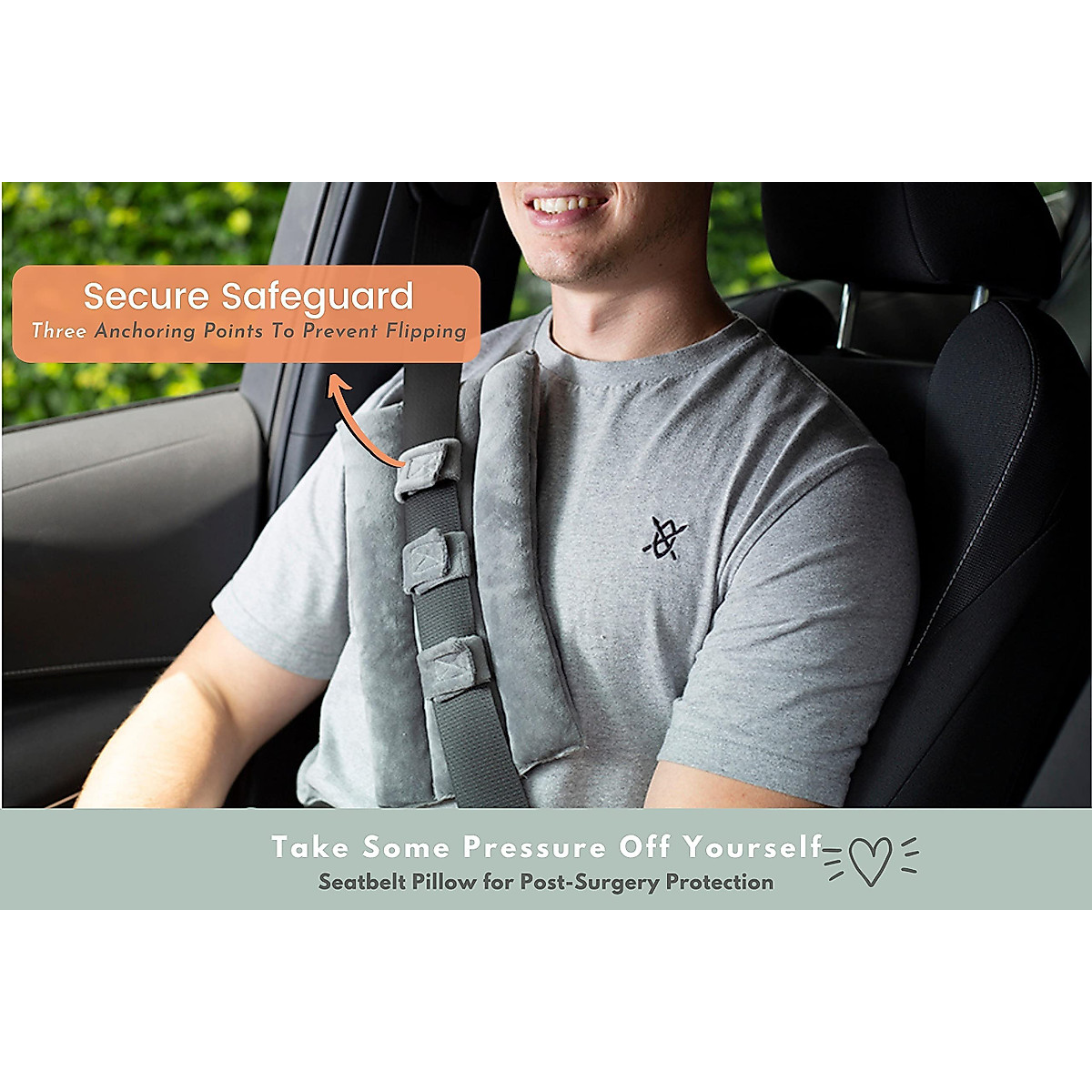 Bundle Post Mastectomy Pillow + Seatbelt Pillow for After Surgery - Recovery After Breast Cancer Surgery, Port Pillow For Seatbelt, Breast Augmentation, Heart Surgery - Breast Cancer Gifts for Women