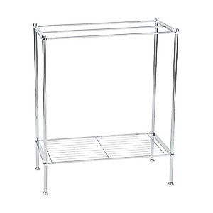 Organize It All Freestanding 3 Bar Chrome Bathroom Towel Rack with Bottom Shelf