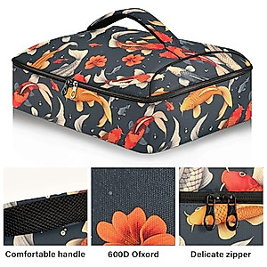 Colorful Carp Insulated Casserole Carrier for Hot or Cold Food Carrier Container Insulated Cooler Bag Thermal Food Warmer Delivery Bag for BBQ Buffet Potluck Party Christmas