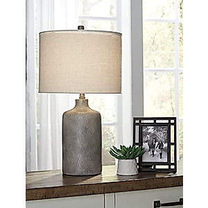 Signature Design by Ashley Linus Modern 25" Ceramic Table Lamp, Natural Stone Finish
