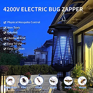 NOBUZZ Bug Zapper Outdoor Indoor, 4200V 18W Electric Mosquito Zapper, Fly Traps, Fly Zapper, IPX6 Waterproof Mosquito Killer for Home Patio Office Courtyard