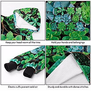 Wearable Blanket Hoodie,Oversized Hooded Blanket Sweatshirt,Succulent Plants