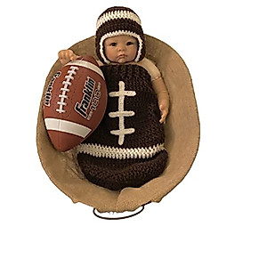 Handmade Newborn Baby Boy Football Snuggle Sack Cocoon Baby Bonnet Photo Prop Shower Gift