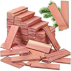 100 Pcs Cedar Blocks for Clothes Storage Aromatic Ceder Blocks Red Wood Planks Natural Cedar Accessories for Drawers and Closet Storage
