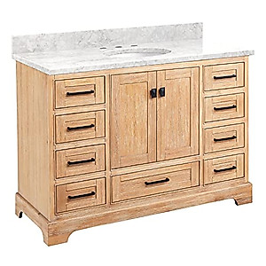 Signature Hardware 953664-48-UM-8 Quen 48" Free Standing Single Basin Vanity Set with Cabinet, Vanity Top, and Undermount Sink - 3 Faucet Holes