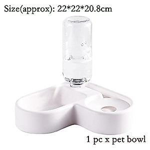 Bibabala Automatic Pet Feeder and Water Dispenser, 2 in 1 Feeder Bowl with Water Bottle Detachable, Fit for Small Dogs and Cats Kitten Puppy Rabbit Bunny(White)