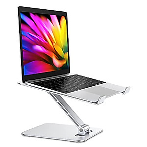 RIWUCT Foldable Laptop Stand, Height Adjustable Ergonomic Computer Stand for Desk, Ventilated Aluminum Portable Laptop Riser Holder Mount Compatible with MacBook Pro Air, All Notebooks 10-16"
