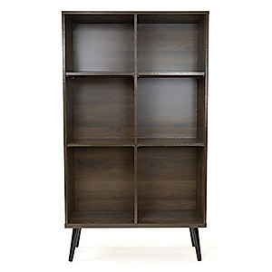 Humble Crew Bookcase with Adjustable Shelving Storage Bookshelf, Dark Wood/Black