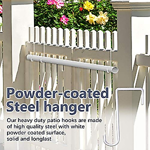 JOYSEUS 12pcs Vinyl Fence Hooks, 2 x 6 Inches Patio Hooks, White Powder Coated Steel Fence Hooks Hangers for Hanging Plants, Lights, Pool Equipment…