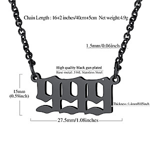FindChic Dainty Black Angel Number Necklace for Women Men Stainless Steel Numberal 999 Pendant Jewelry Gift for Daughter Mom Wife Girlfriend