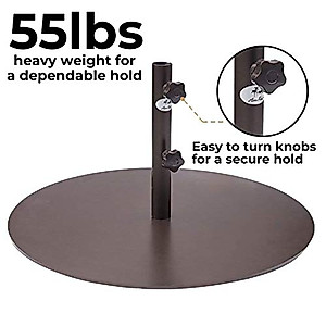 Abba Patio 55 lb Patio Umbrella Base Heavy Duty Round 28 inch Diameter Steel Outdoor Market Umbrella Base Stand for Deck, Lawn, Garden, Pool, Brown