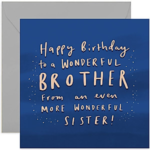 Old English Co. Wonderful Brother Birthday Card - Funny Birthday Card for men| To Brother From Sister | Blank Inside & Envelope Included