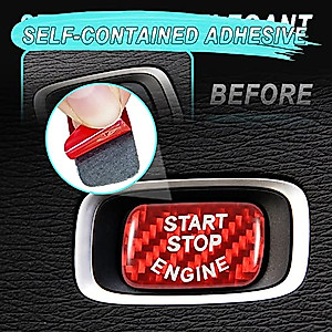 TOMALL Car Engine Start Button Cover Trim Compatible with Volvo XC60 S60 S80 Push Start Stop Button Ring Emblem Engine Ignition Keyless Cap Sticker for Car Carbon Fiber Interior Accessories Red Decor