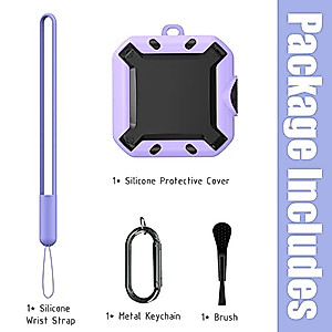 [with Lock] Case Cover for Beats Fit Pro Case 2021, Shock-Absorbing Protective PC+TPU Security Lock Cases Compatible with Beats Fit Pro with Keychain/Lanyard/Cleaning Brush (Purple)